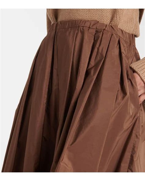 Max Mara Tripoli Pleated Taffeta Maxi Skirt In Brown Lyst