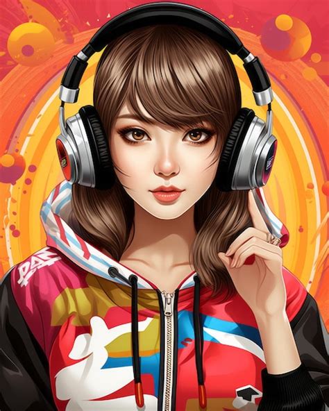 Premium Ai Image An Illustration Of A Girl Wearing Headphones