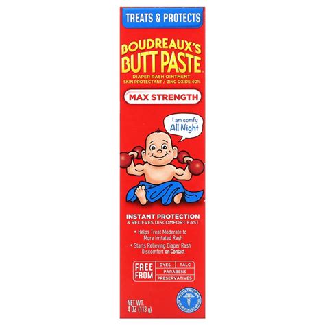 Boudreauxs Butt Paste Butt Paste Diaper Rash Ointment Max Strength 4 Oz 113 G
