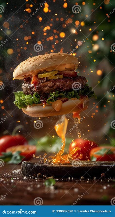 Ai Generator Burger Floating In The Air Cinematic Stock Illustration Illustration Of Burger