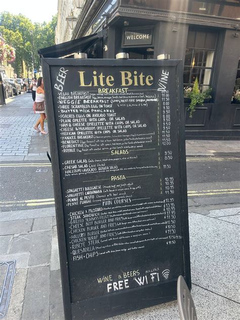 Menu At Lite Bite Cafe Bar London 7 London St