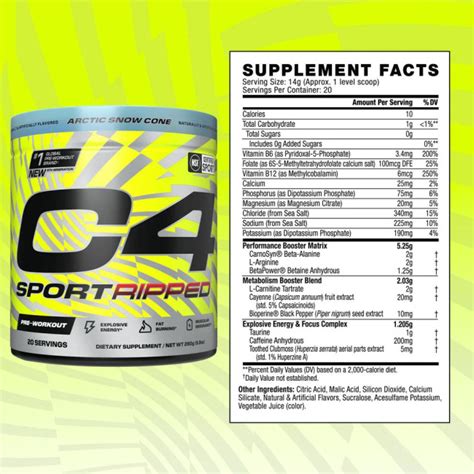 Cellucor C4 Sport Ripped Hawaiian Pineapple Pre Workout 20 Servings