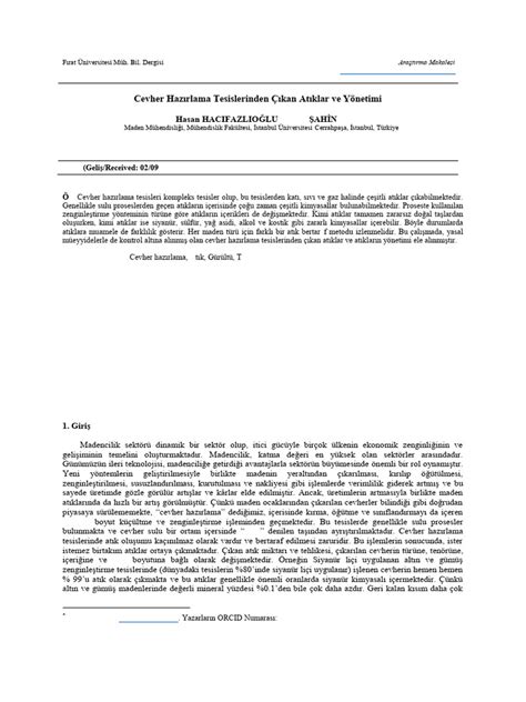 Cevher Hazırlama Tesislerinden Çıkan Atıklar Ve Yönetimi Pdf