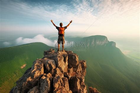站在山顶的高清图片下载 正版图片600253712 摄图网