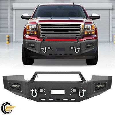 Black Steel Front Bumper Assembly Wled Spotlights For Gmc Sierra 1500