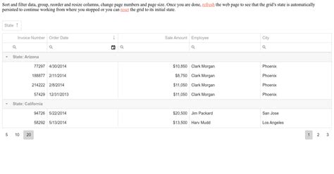 State Persistence Devextreme Data Grid Forked Codesandbox