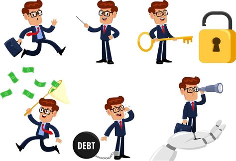 Businessman Cartoon Character Collection Set 52692189 Vector Art At