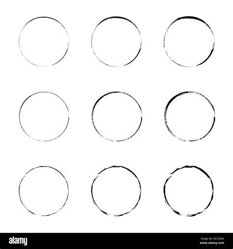 Hand Drawn Circles Sketch Frame Set Round Frames In Doodle Style