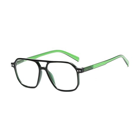 Fashion Double Bridge Pilot Reading Glasses With Spring Hinge Custom