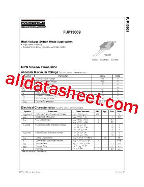 J13009-2 Datasheet(PDF) - Fairchild Semiconductor