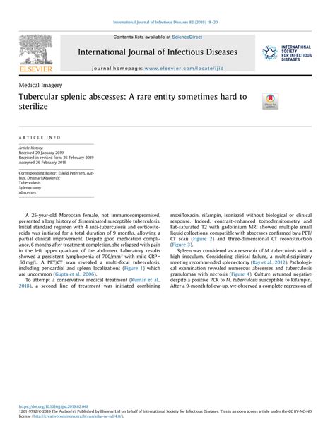 Pdf Tubercular Splenic Abscesses A Rare Entity Sometimes Hard To