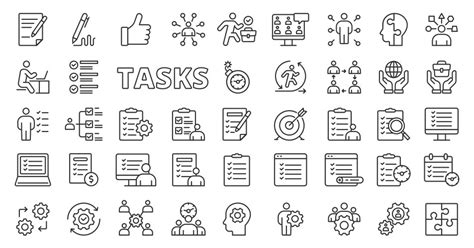Tasks Icons In Line Design Blue Tasking To Do Vector Image