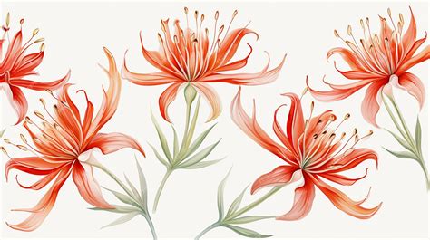 Premium Photo Seamless Pattern Of Spider Lily Flower On White