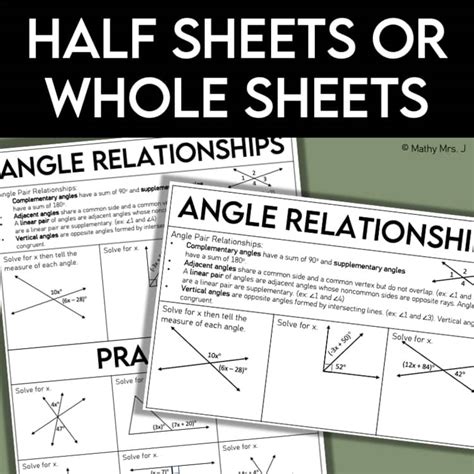 Angle Pair Relationships Geometry Notes Practice And Video By Mathy Mrs J