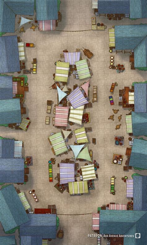 Market Square [24x40] For Dandd And Pathfinder Adventures Carte Terre