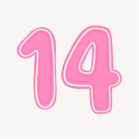 Number 14 Pink Doodle Illustration Free Photo Rawpixel