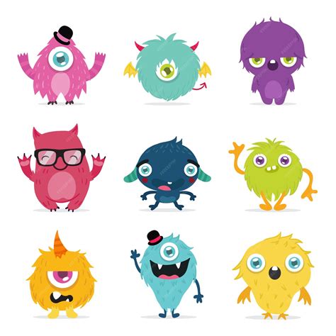 Premium Vector Cute Monster Set