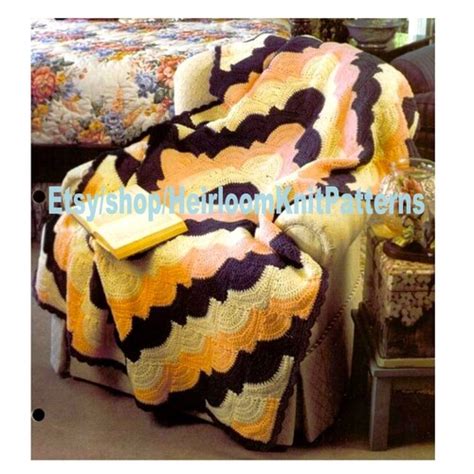 Crochet Afghan Pattern Quilt Design Home Decor Throw Blanket Etsy