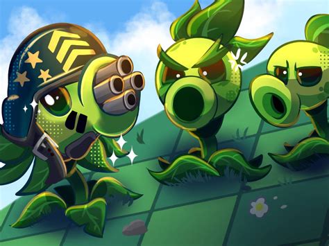 Mega Gatling Pea Repeater And Peashooter By Lizyliuwu On Deviantart