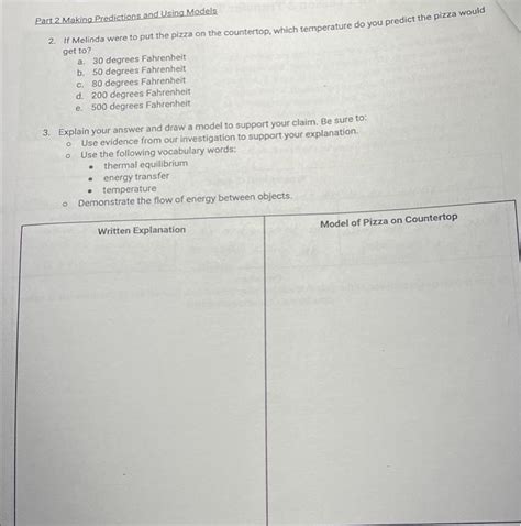 Solved Part Making Predictions And Using Models If Chegg