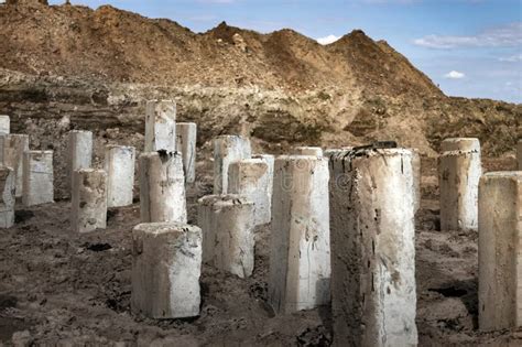Pile Driving In Foundation Pit For Construction Of Apartment Building