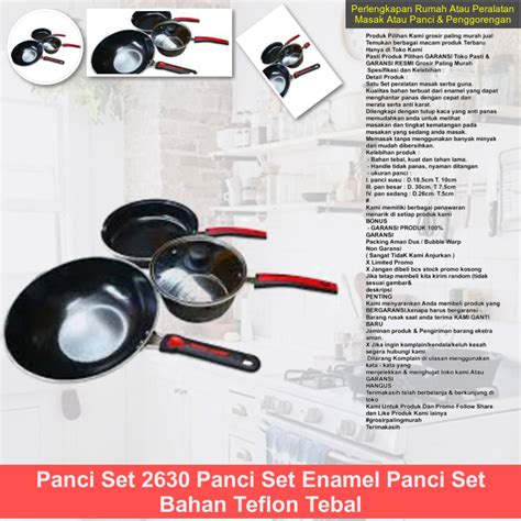 Jual Panci Set 2630 Panci Set Enamel Panci Set Bahan Teflon Tebal