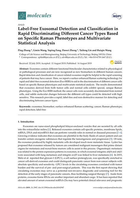 Pdf Label Free Exosomal Detection And Classification In Rapid Discriminating Different Cancer