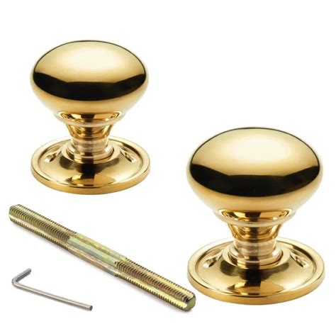 Large Victorian Gothic Rim Lock Polished Brass Cottage Door Knobs Ab