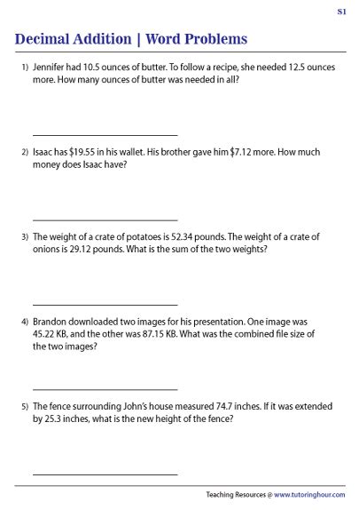 Free Decimals Word Problems Worksheet Download Free Decimals Word