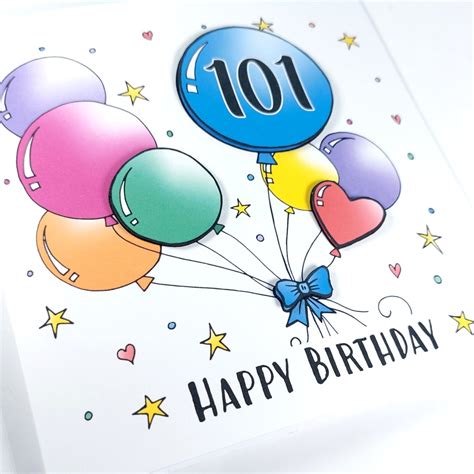 101st Balloons Birthday Card Dimensional Art