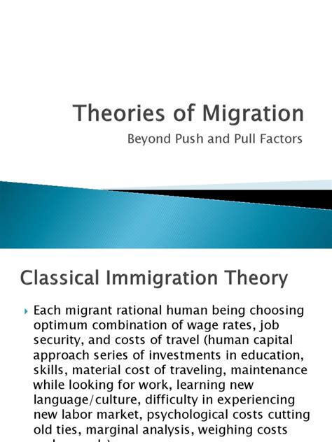Theories Of Migration Pdf Human Migration Labour Economics