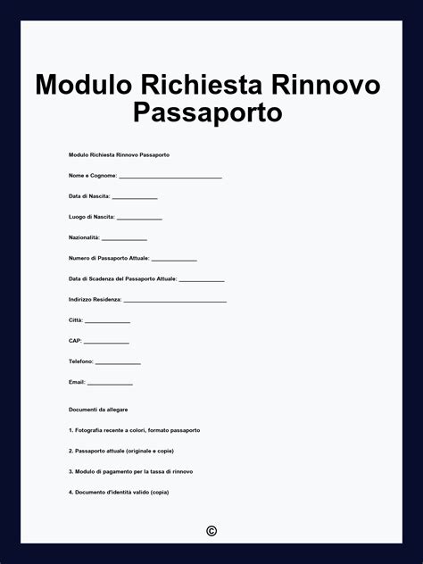 Modulo Richiesta Rinnovo Passaporto