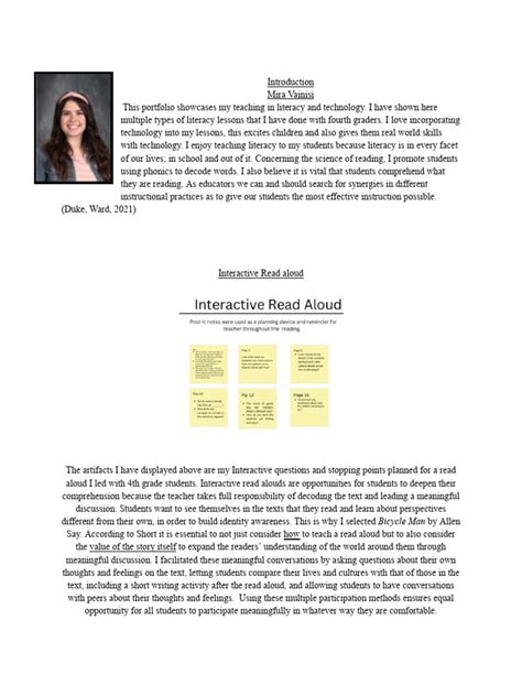 Literacy Portfolio Pdf Reading Comprehension Literacy