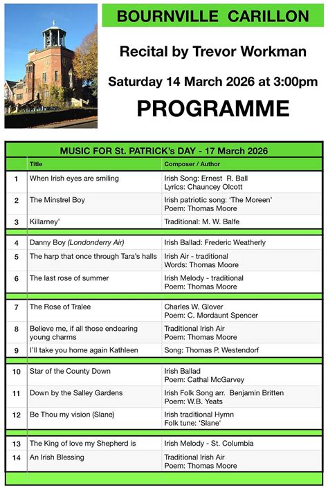 St Patricks Day Carillon Recital Today At 3pm 🇮🇪🎶