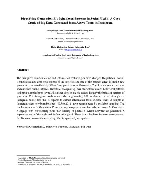 Pdf Identifying Generation Zs Behavioral Patterns In Social Media A