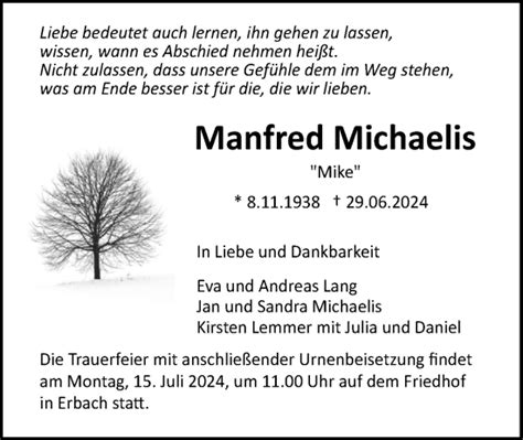 Traueranzeigen Von Manfred Michaelis Südwest Presse Trauer