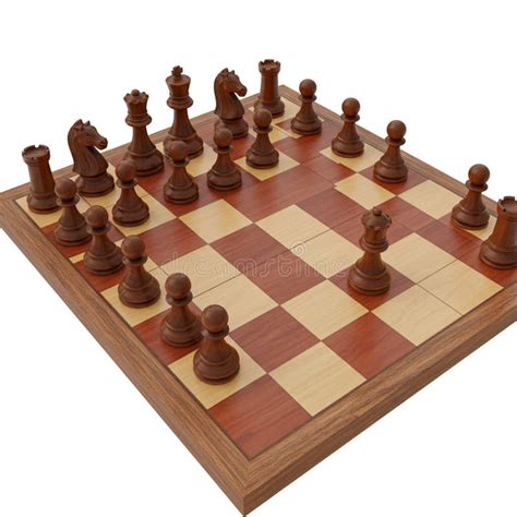 Wooden Chessboard With Dark And Light Squares Arranged In An 8x8 Grid Each Side Stock