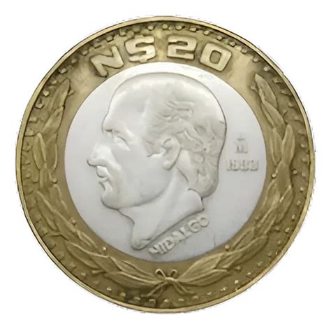 Moneda Bimetalica 20 Nuevos Pesos Hidalgo Años 1990s Meses Sin Interés