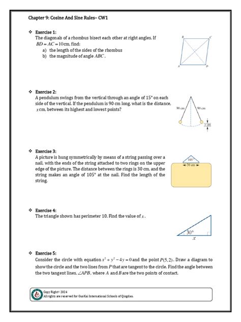 Class Work 1 Pdf Trigonometric Functions Triangle