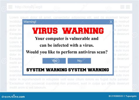 Fake Virus Warning Malware Banner Stock Vector Illustration Of