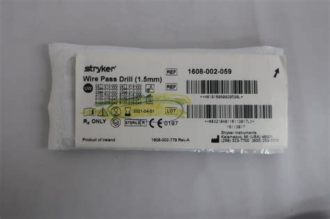 New Stryker 1608 002 059 Stainless Steel Wire Pass Drill Micro Burr