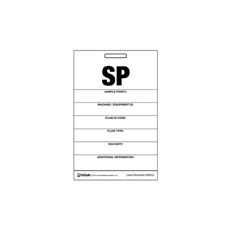 Sample Point Label Plastic Card Detailed Lubrication Management