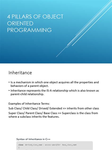 4 Pillars Of Object Oriented Programming Pdf Class Computer Programming Inheritance
