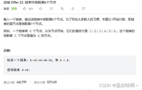 剑指offer22链表中的倒数第k个节点 Csdn博客