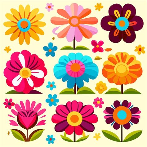 Premium Vector Colourful Flower Cartoon For Summer Decoration