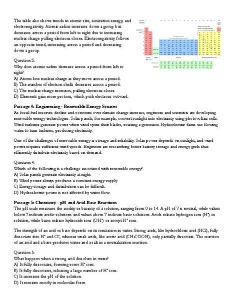 Reading Comprehension Standardized Test Practice Chemistry And