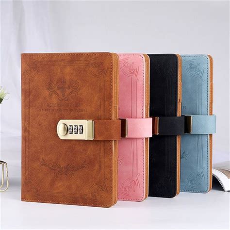 200 Pages A5 Retro Password Book With Lock Diary Thickened Creative