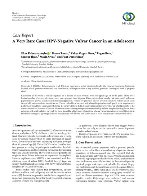 Pdf A Very Rare Case Hpv Negative Vulvar Cancer In An Adolescent