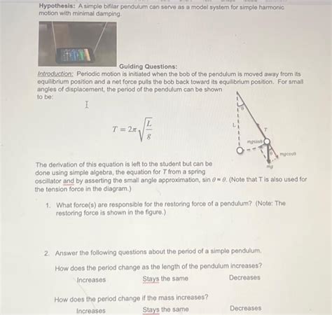 Solved Hypothesis A Simple Bifilar Pendulum Can Serve As A