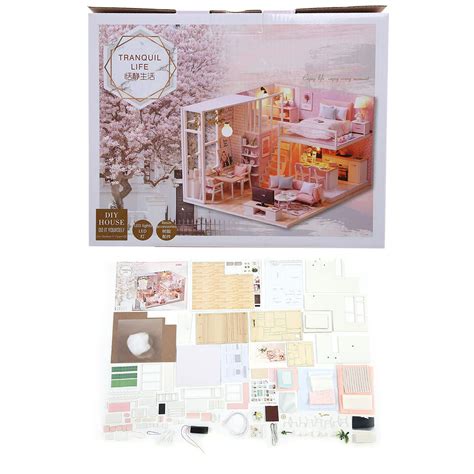 Casa De Muñecas En Miniatura De Madera 124 Muebles Con Luz Led Kit